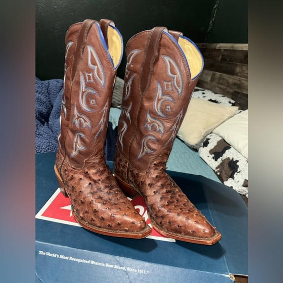 Justin Boots | Shoes | Full Quill Ostrich Snip Toe Boots | Poshmark